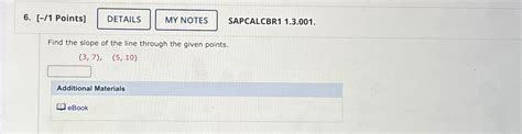 Solved Points SAPCALCBR Find The Slope Of The Chegg Com