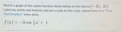 Solved Sketch A Graph Of The Cosine Function Shown Below On The Interval Course Hero