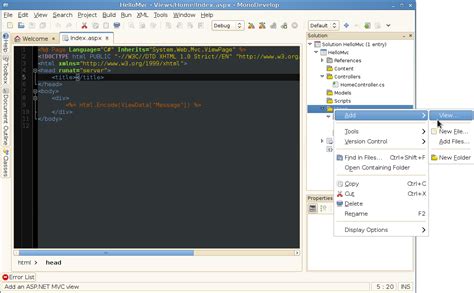 ASP NET MVC MonoDevelop Addin Preview Mhut Ch