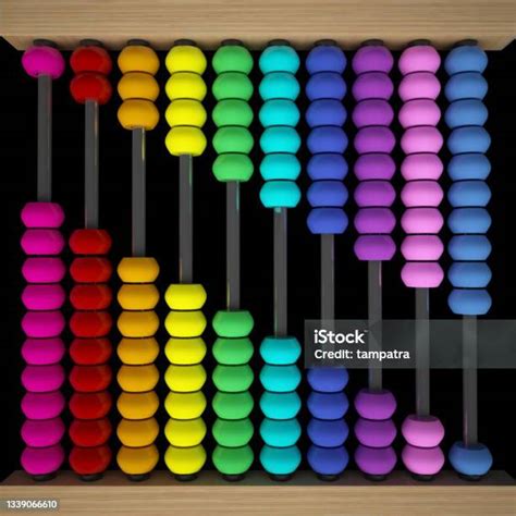 검은 색 배경에 고립 된 다채로운 중국 고대 아바쿠스 숫자 도구를 계산하고 계산합니다 수학 아날로그 계산기 3d 일러스트레이션 3차원 형태에 대한 스톡 사진 및 기타 이미지