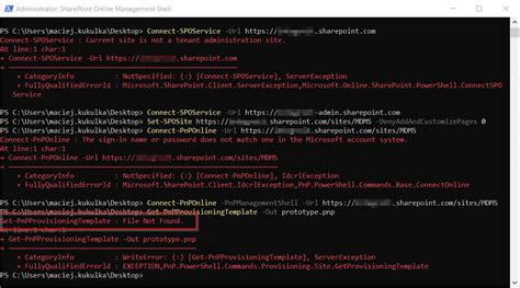 Sharepoint Online Error When Using Get Pnpprovisioningtemplate