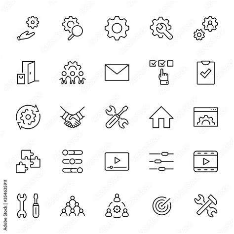 Set Of Settings And Setup Vector Line Icons Contains Such Icons As Gear Setting Control