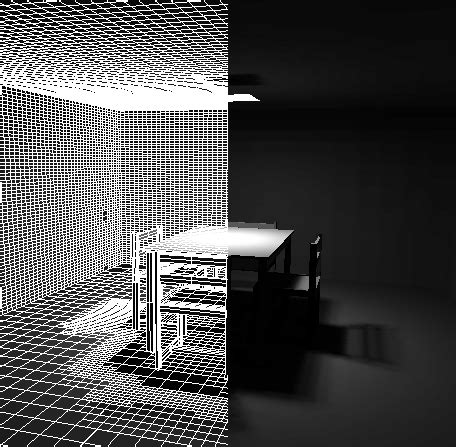 Left Mesh And Solution Created By Hierarchical Radiosity Right