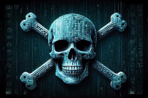 premium photo internet security and malware concept illustration a skull and bones symbol made