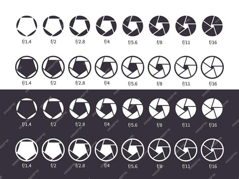 Camera Shutter Lens Aperture Diaphragm Different Positions Black And White Silhouette Icons Rows