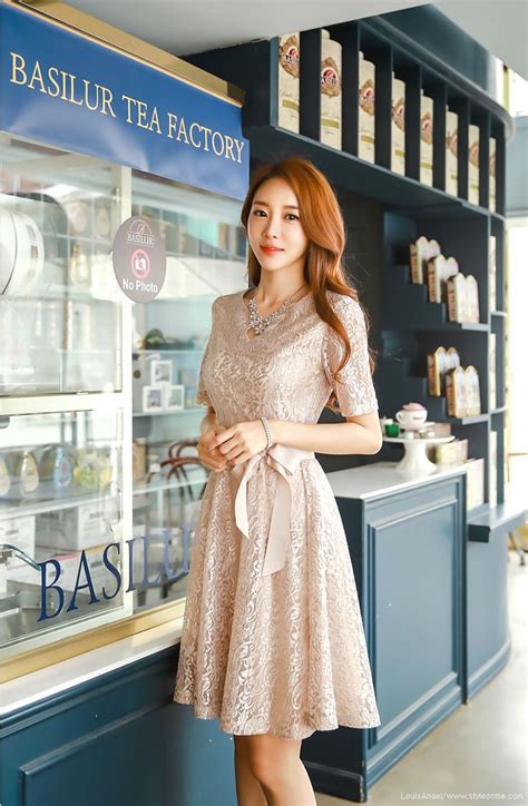 루이스엔젤 은은한 펄 플레어 레이스원피스 패션 스타일