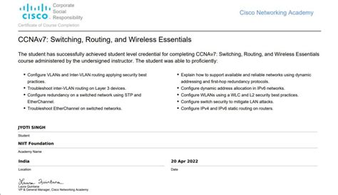 Jyoti Singh On Linkedin Thankyou Cisconetworkingacademy Cisco Niitfoundation Course Ccna