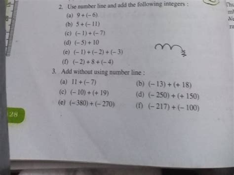 Use Number Line And Add The Following Integers A B