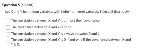 Solved Question 5 1 Point Let X And Y Be Random Variables