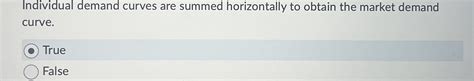Solved Individual Demand Curves Are Summed Horizontally To
