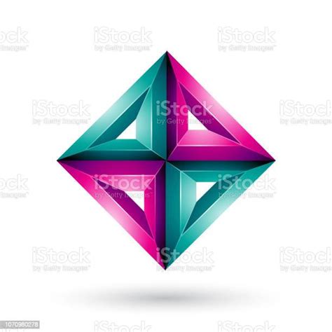 녹색과 마젠타 3d 기하학적 양각된 다이아몬드 모양 벡터 일러스트 레이 션 0명에 대한 스톡 벡터 아트 및 기타 이미지 0명 디자인 로고 Istock