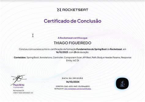 Thiago Soares Figueiredo On Linkedin Java Springboot Restapi Rocketseat