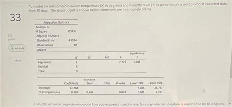 Solved To Model The Relationship Between Temperature X In Chegg Com