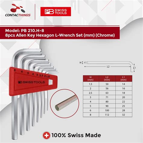 Pb Swiss Tools 8pcs Allen Key Hexagon L Wrench Set Mm Chrome Pb 210 H 8 Shopee Malaysia