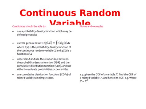 A Level Further Statistics Continuous Random Variable Ppt And Lesson Booklet Teaching Resources
