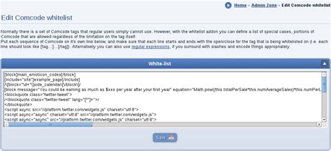 comcode html whitelist composr