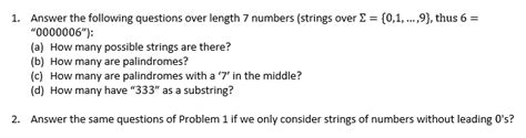 Solved 1 Answer The Following Questions Over Length 7