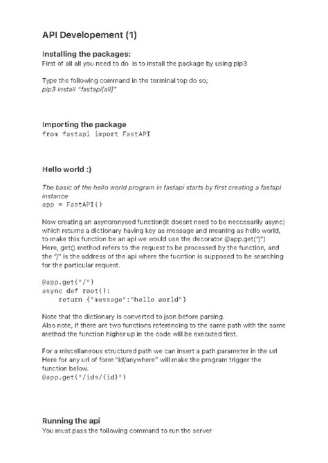 Api Developement Course Notes Api Developement 1 Installing The Packages First Of All All