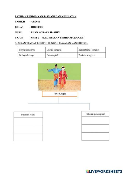 Tarian Berirama Free Interactive Worksheets 1219962