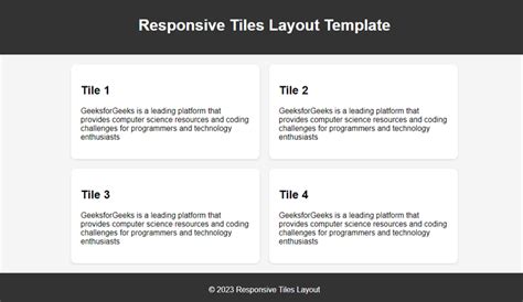 Create A Tiles Layout Template Using Html And Css Geeksforgeeks