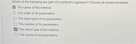 solved which of the following are part of a method s