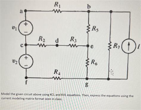 model the given circuit above using kcl and kvl
