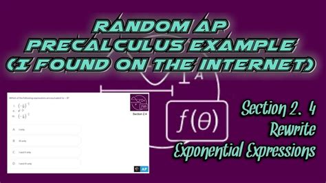 Ap Precalculus Section 2 4 Example Rewrite Exponential Expressions Youtube