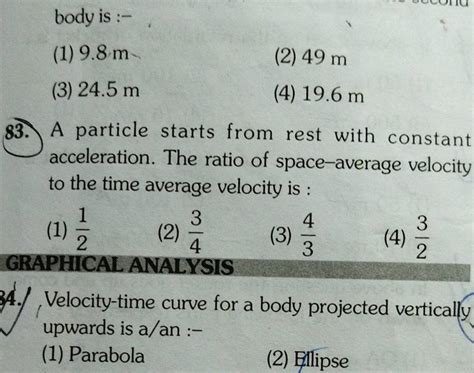 A Particle Starts From Rest With Constant Acceleration The Ratio Of Spac
