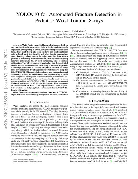 Pdf Yolov10 For Automated Fracture Detection In Pediatric Wrist