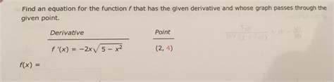 solved find an equation for the function f that has the