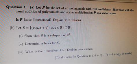 solved question 1 a let p be the set of all polynomials