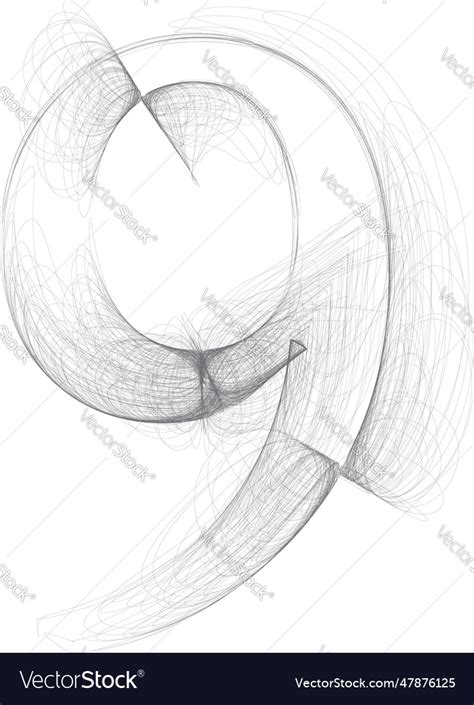 Doodle Digital Drawn Sketch Number Royalty Free Vector