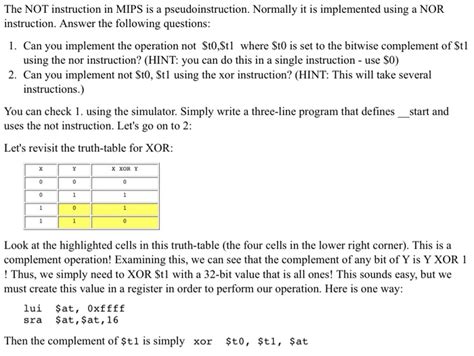 the not instruction in mips is a pseudoinstruction