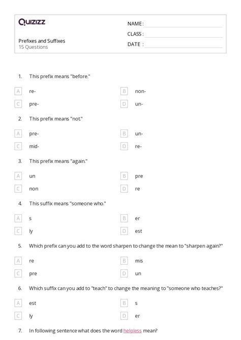 50 Determining Meaning Using Roots Prefixes And Suffixes Worksheets