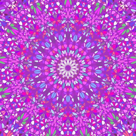 Geometrical Psychedelic Abstract Round Floral Mosaic Background Design Stock Vector