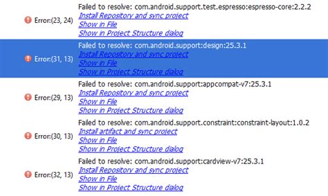 android libraries missing install and sync not working stack