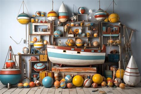 Premium AI Image There Is A Large Collection Of Colorful Objects On A Shelf Generative Ai