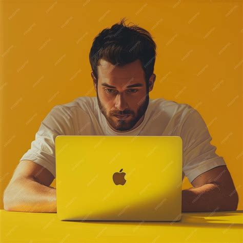 Man Working On Laptop Computer Premium Ai Generated Image