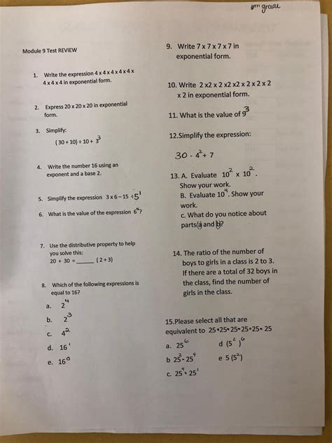 Mrs Negron 6th Grade Math Class Module 9 Review