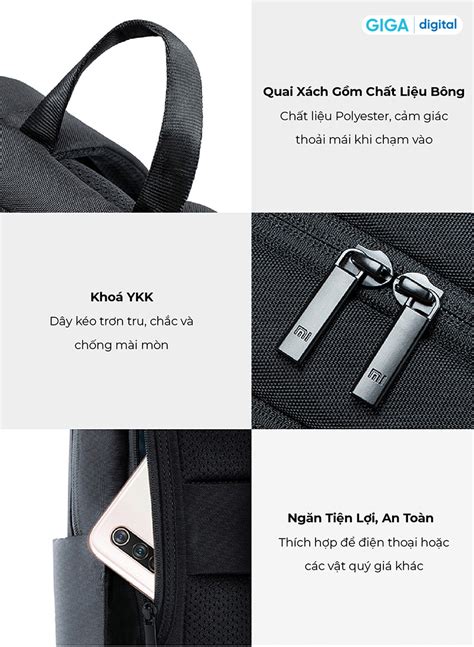Balo Xiaomi Classic Business Backpack 2 có khóa kéo và quai xách chất ...