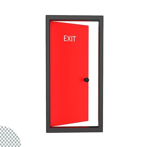Premium Psd 3d Render Exit Door Room Red Door Frame