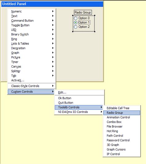 Solved How To Group Radio Buttons In Labwindowscvi Ni Community