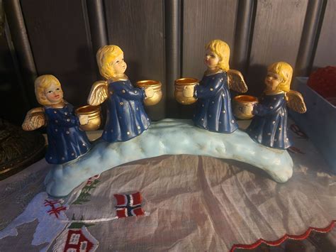 Vintage Adventstake Med Engler Finn Torget