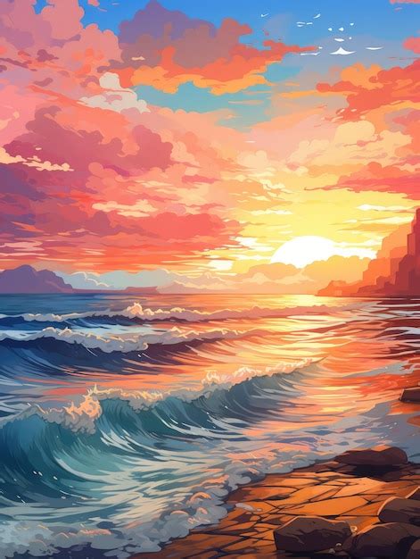 Premium Ai Image Vibrant Sunset Background Premium Ai Image Vibrant Sunset Background