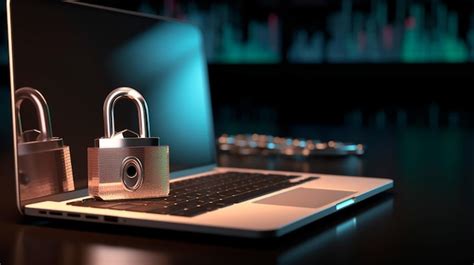 Premium AI Image Cyber Online Security With Hightech Padlock Protecting A Laptop Computer On A