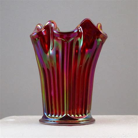 Antique Northwood Marigold Fine Rib Carnival Glass Swung Vase Carnival Glass