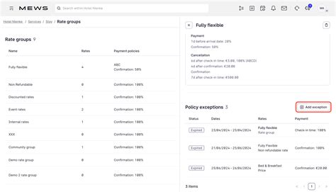 How To Create A Policy Exception For A Rate Or Rate Group In Mews Operations