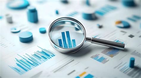 3d Graph And Magnifying Glass Isolated On A White Background An Analytical Abstract Vector