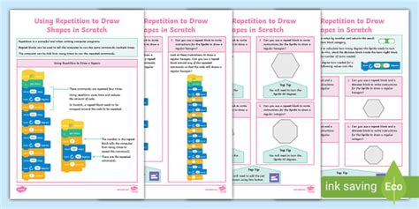 Using Repetition To Draw Shapes In Scratch Differentiated Worksheet