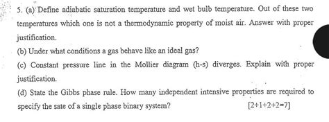 Solved A ﻿define Adiabatic Saturation Temperature And Wet